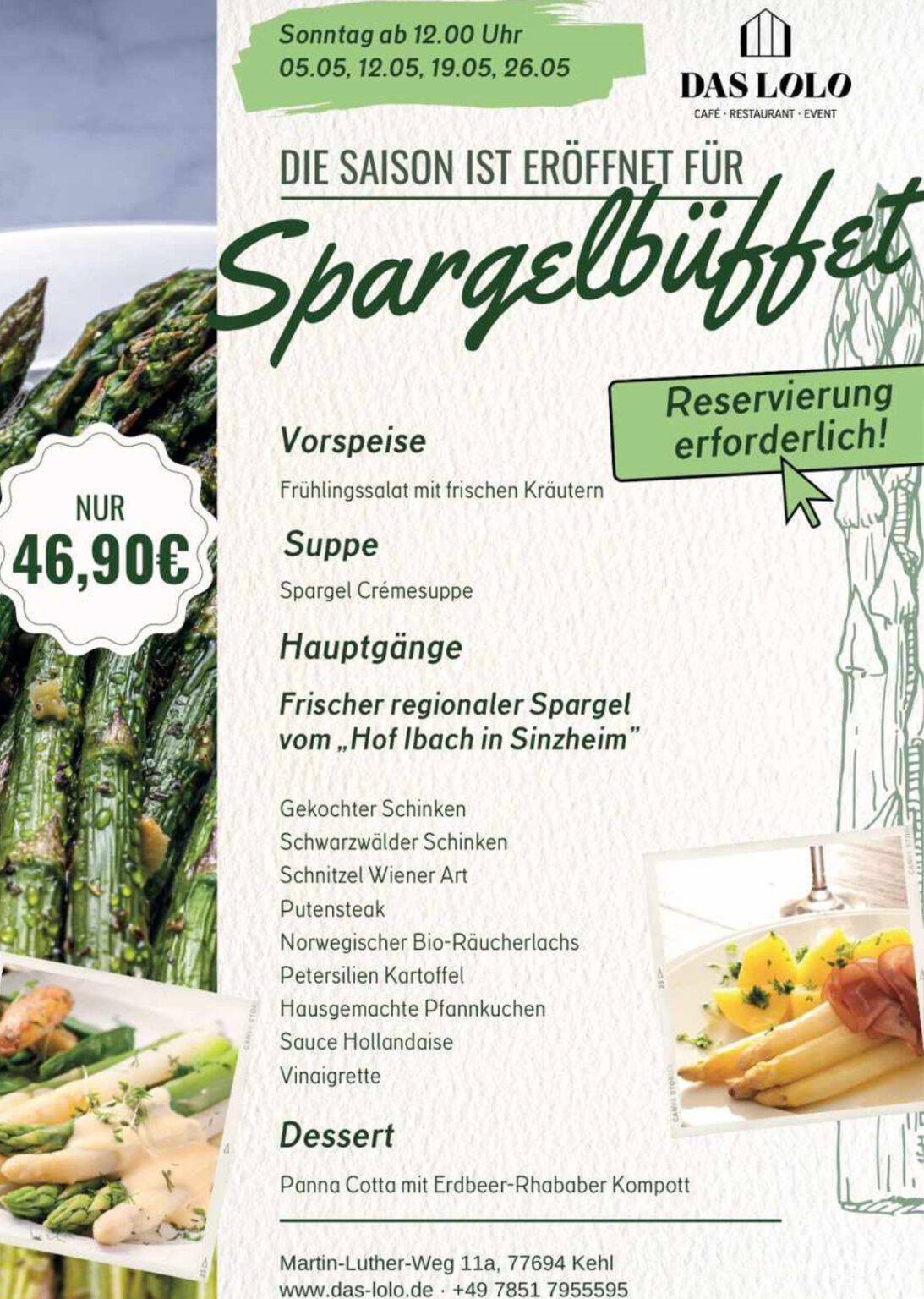 Jeden Sonntag im Mai Spargelbuffet im LoLo - Village Kehl